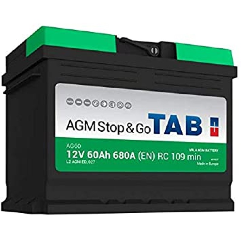 ΜΠΑΤΑΡΙΑ TAB AG60 AGM STOP&GO 12V 60AH ΕΥΡΩΠΑΙΚΟΥ ΤΥΠΟΥ